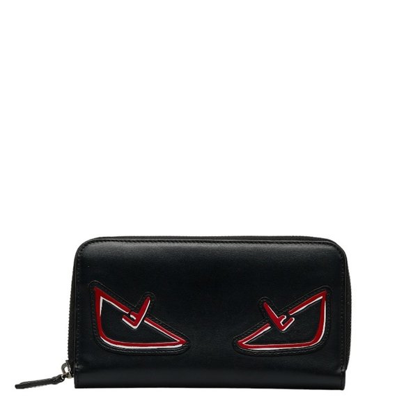 Fendi | Bags | Fendi Monster Bugs Eye Round Long Wallet 7m20 Black Red ...